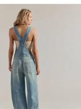 Free People | Jeans | Free People Light Blue Denim Wideleg Overalls ...
